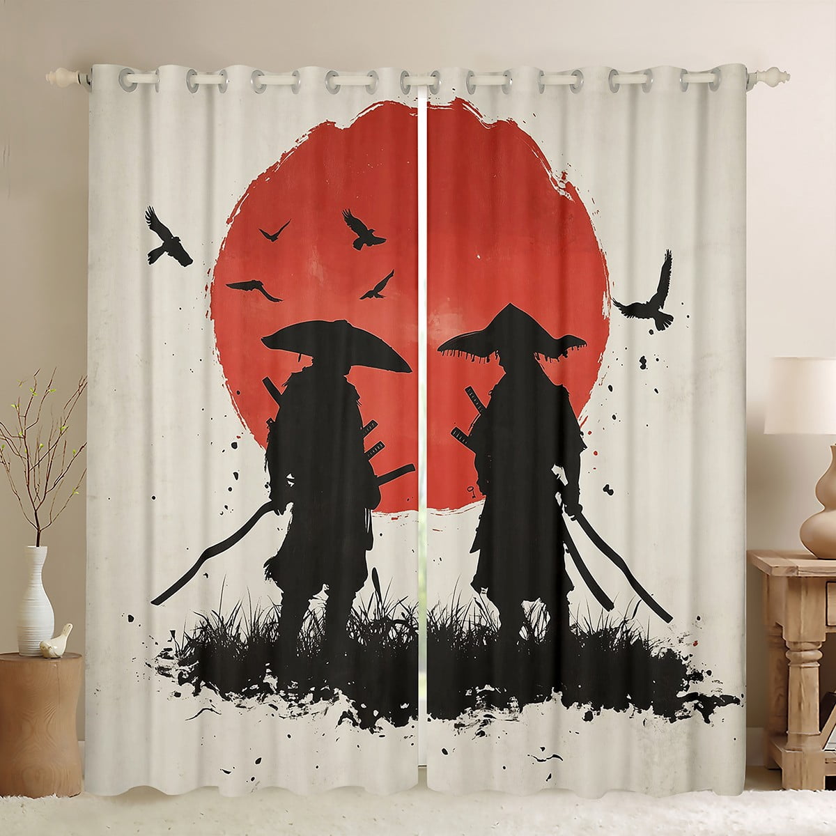 Samurai Curtains Japanese Style 30%-50% Blackout Curtains Sunset ...
