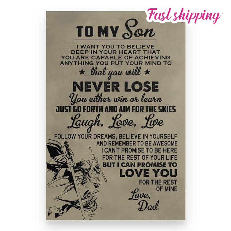 Samurai Dad To Son Never Lose Poster Wall Art Vertical 16 x 24 Inch ...