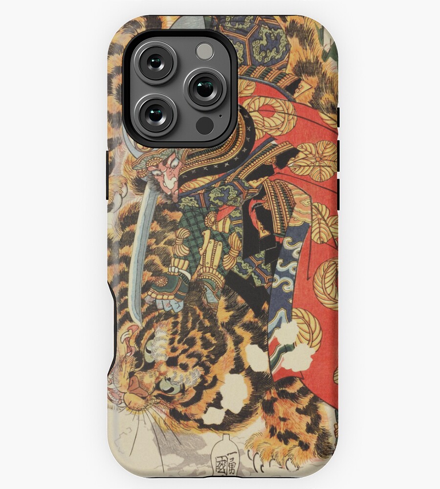 Samurai Fighting Tiger Vintage Japanese Ukiyo e Woodblock GA8609 Phone ...