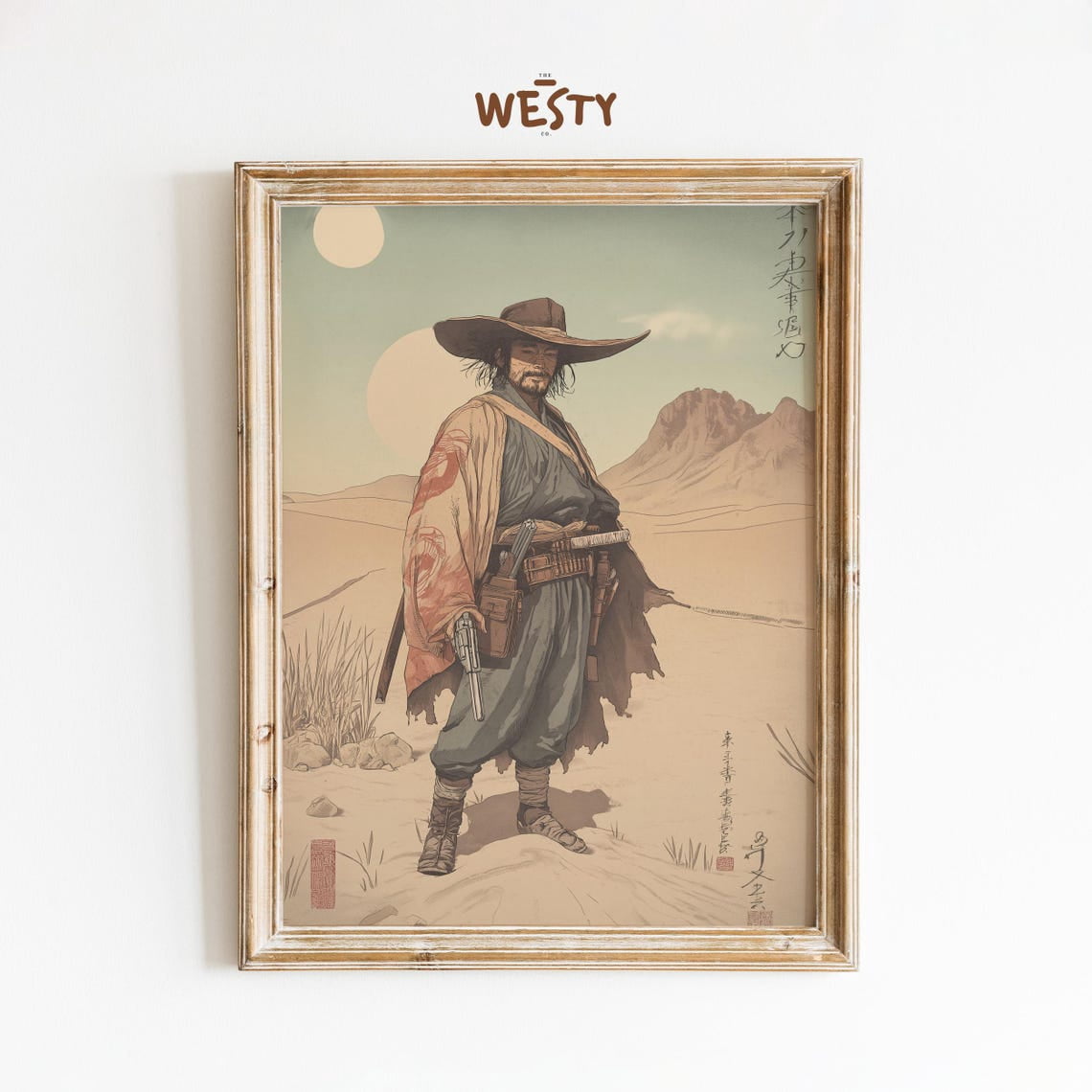 Samurai Gunslinger Poster Retro Japanese Cowboy Art Western UNFRAMED ...