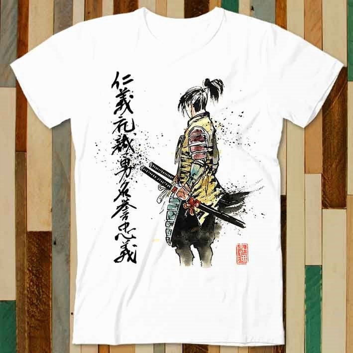 Samurai Japanese Calligraphy with Sword Manga Anime T Shirt Adult ...