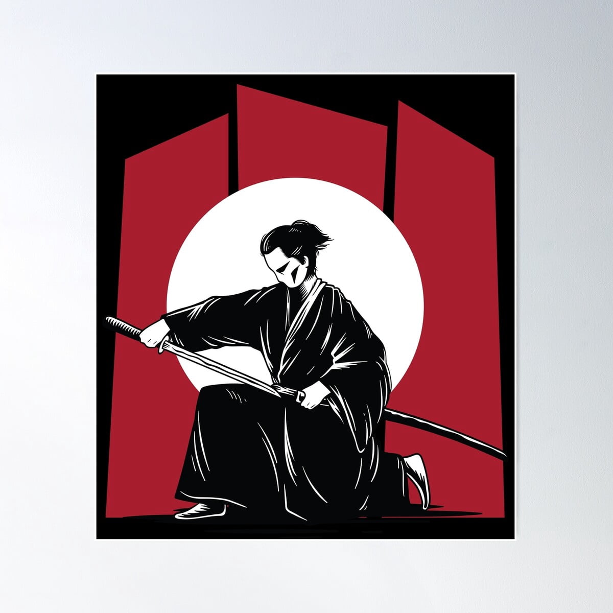 Samurai Japanese Traditional With Katana Sword Poster Wall Art, Modern ...