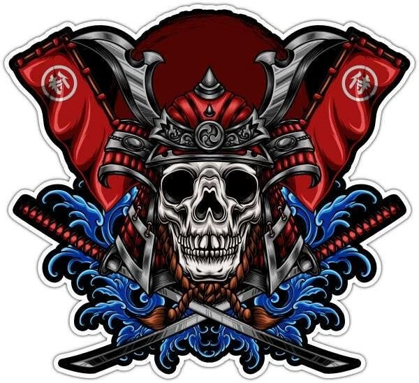 Samurai Skull Japan Swords Katana Warrior Car Window Stickerphone Decal ...