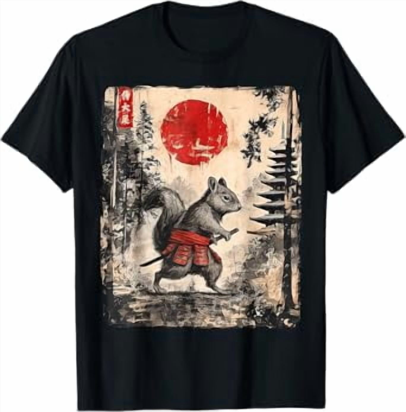 Samurai Squirrel Japanese Vintage T-Shirt - Walmart.com