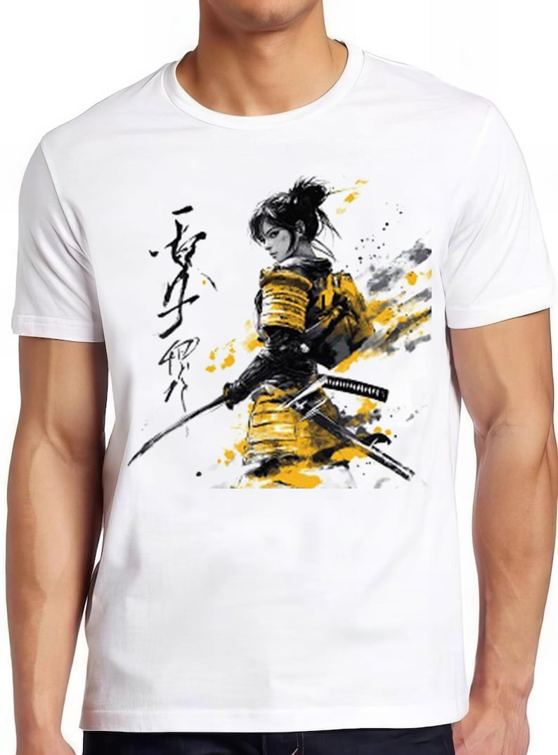 Samurai Sword Calligraphy Manga Tee – Anime Gamer Cult Movie Shirt ...