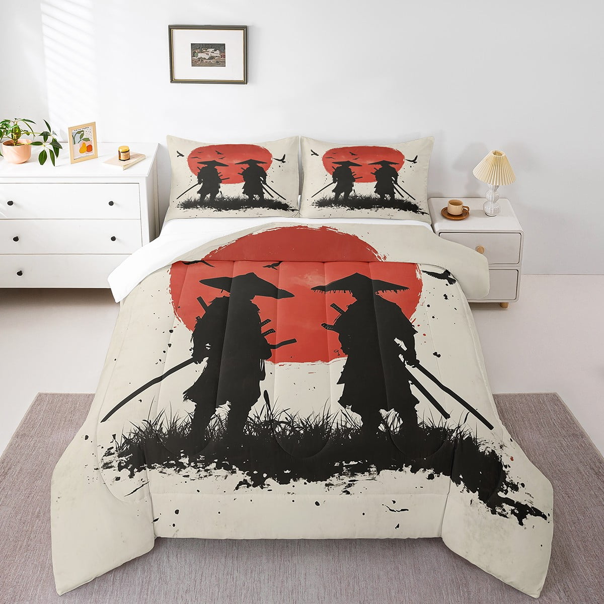 Samurai Twin Bedding Set Japanese Style Comforter Set Teens Sunset ...