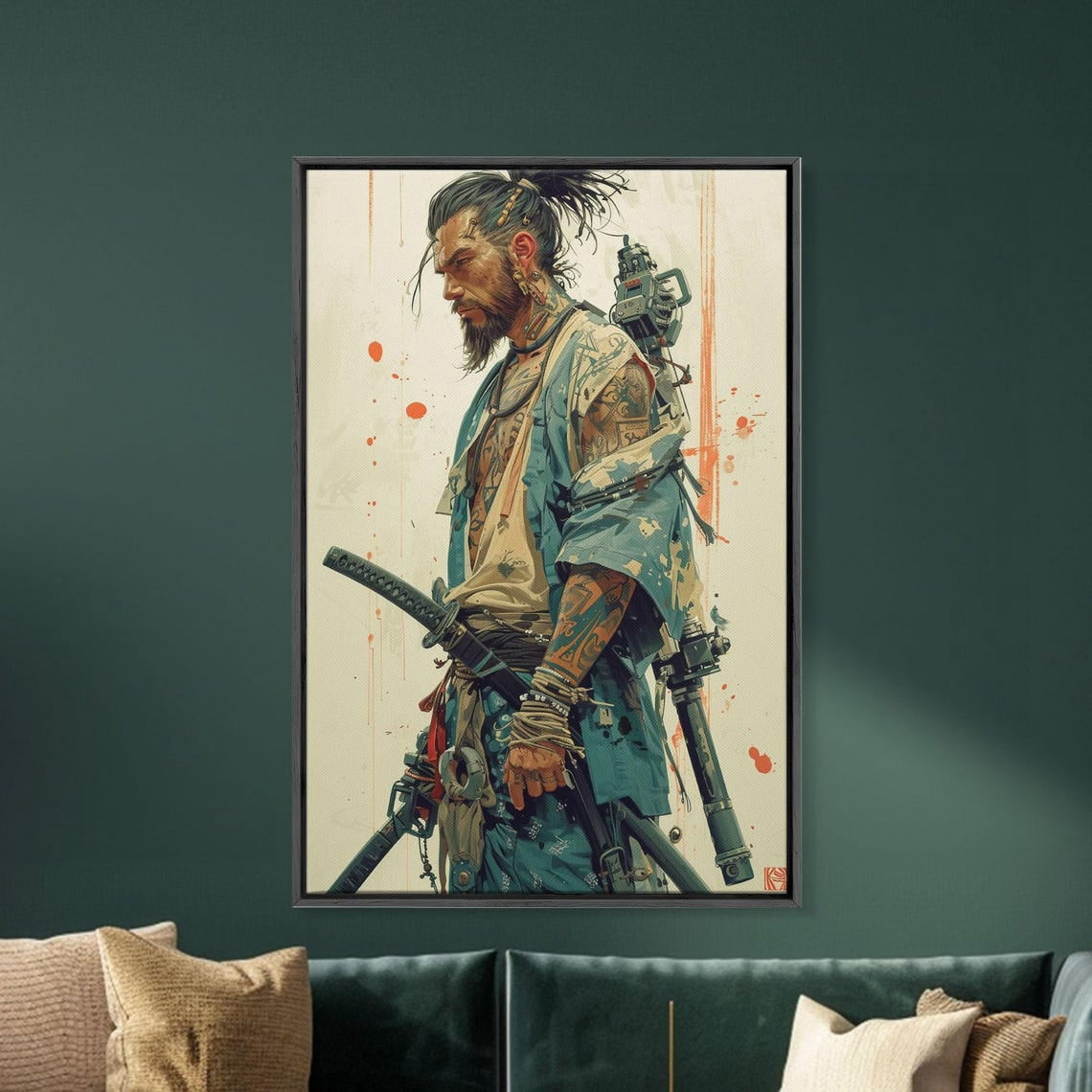 Samurai Warrior Japanese Character Modern Wall Decor Poster, Unframed ...