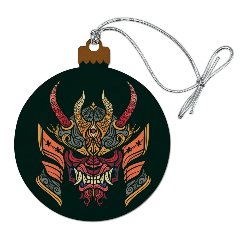 Samurai Warrior Japanese Demon Oni Mask Wood Christmas Tree Holiday ...