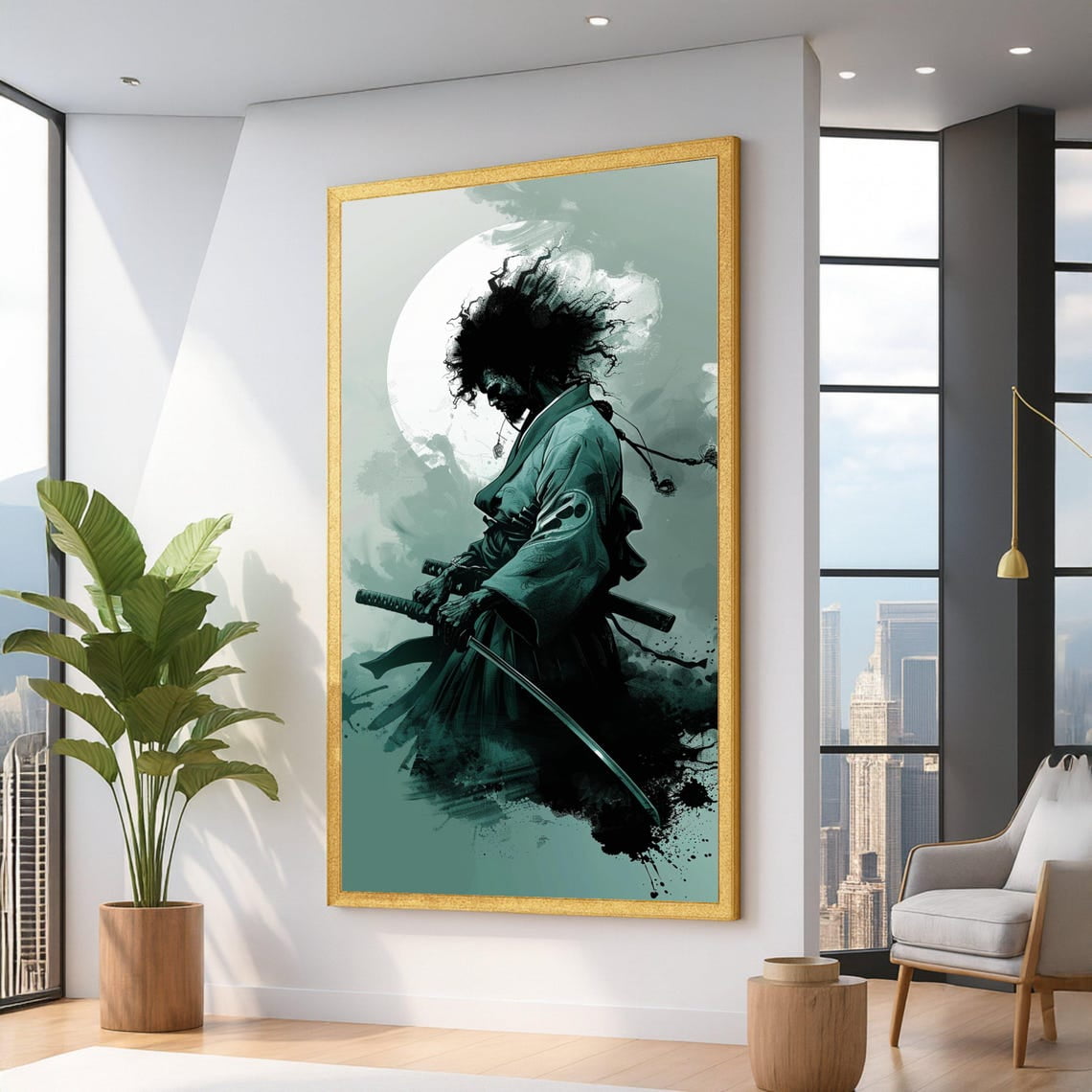 Samurai Warrior With Katana Sword Canvas, Japanese Sword Art, Abstract ...