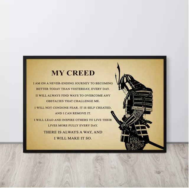Samurai Warrior Poster Motivational Inspiration Quotes Poster My Creed ...