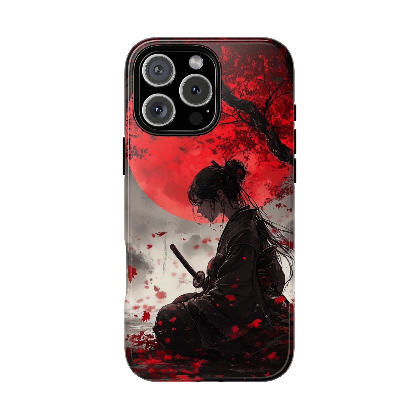 Samurai Woman Moon Tree Art Phone Case for iPhone Case 17 through 11 ...