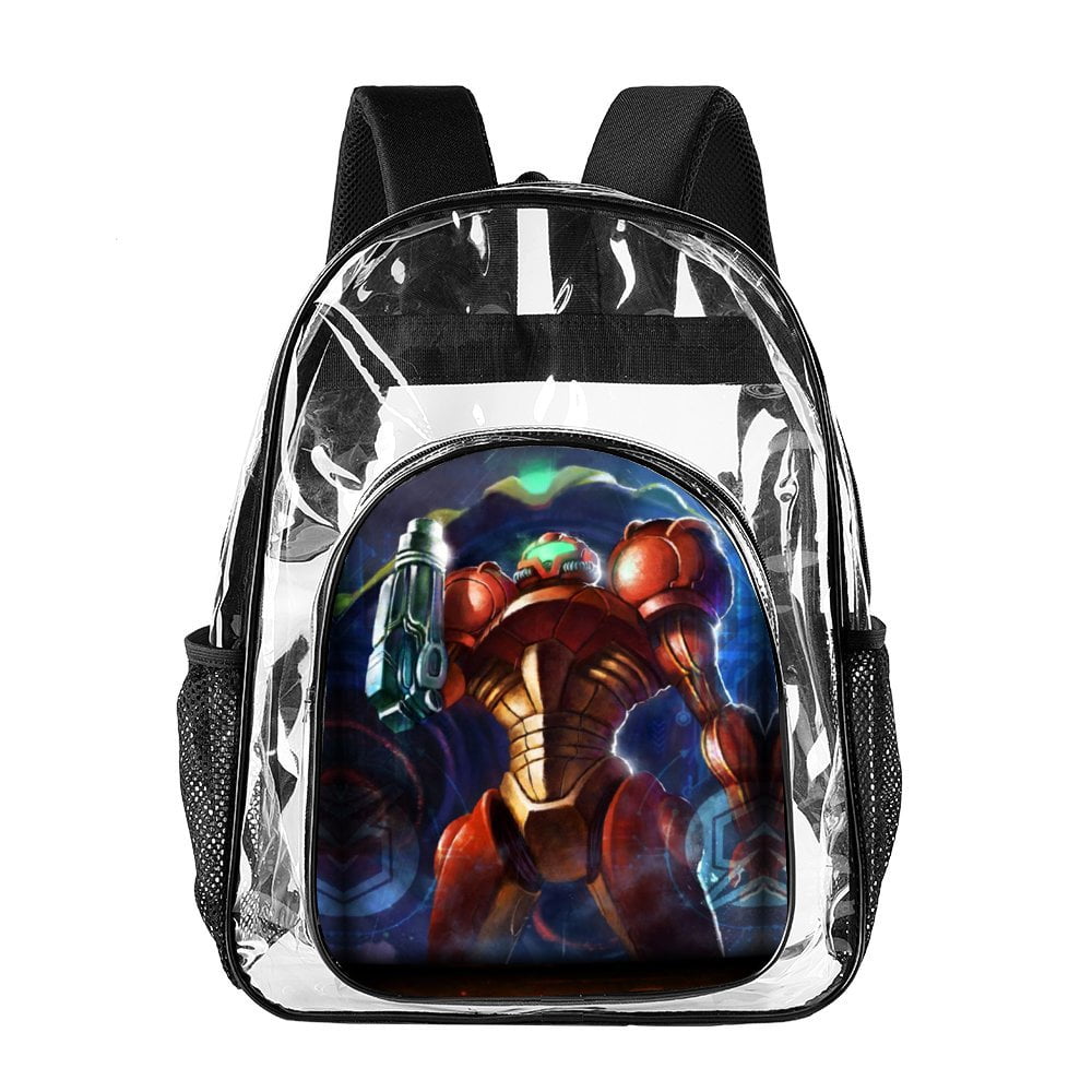 Samus-Aran Metroid Fashion Clear Backpack for Mens Gifts Heavy Duty ...