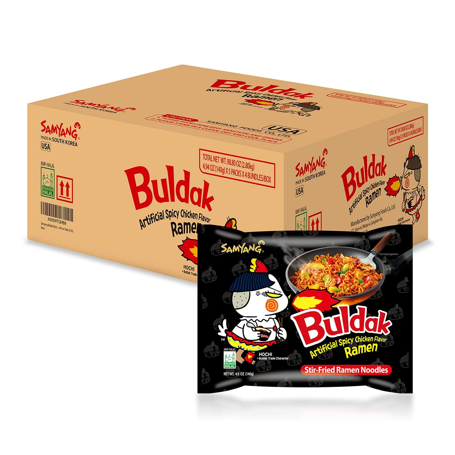 Samyang Buldak Fiery Asian Food - Hot Spicy Chicken Stir Fried Ramen, 4 ...