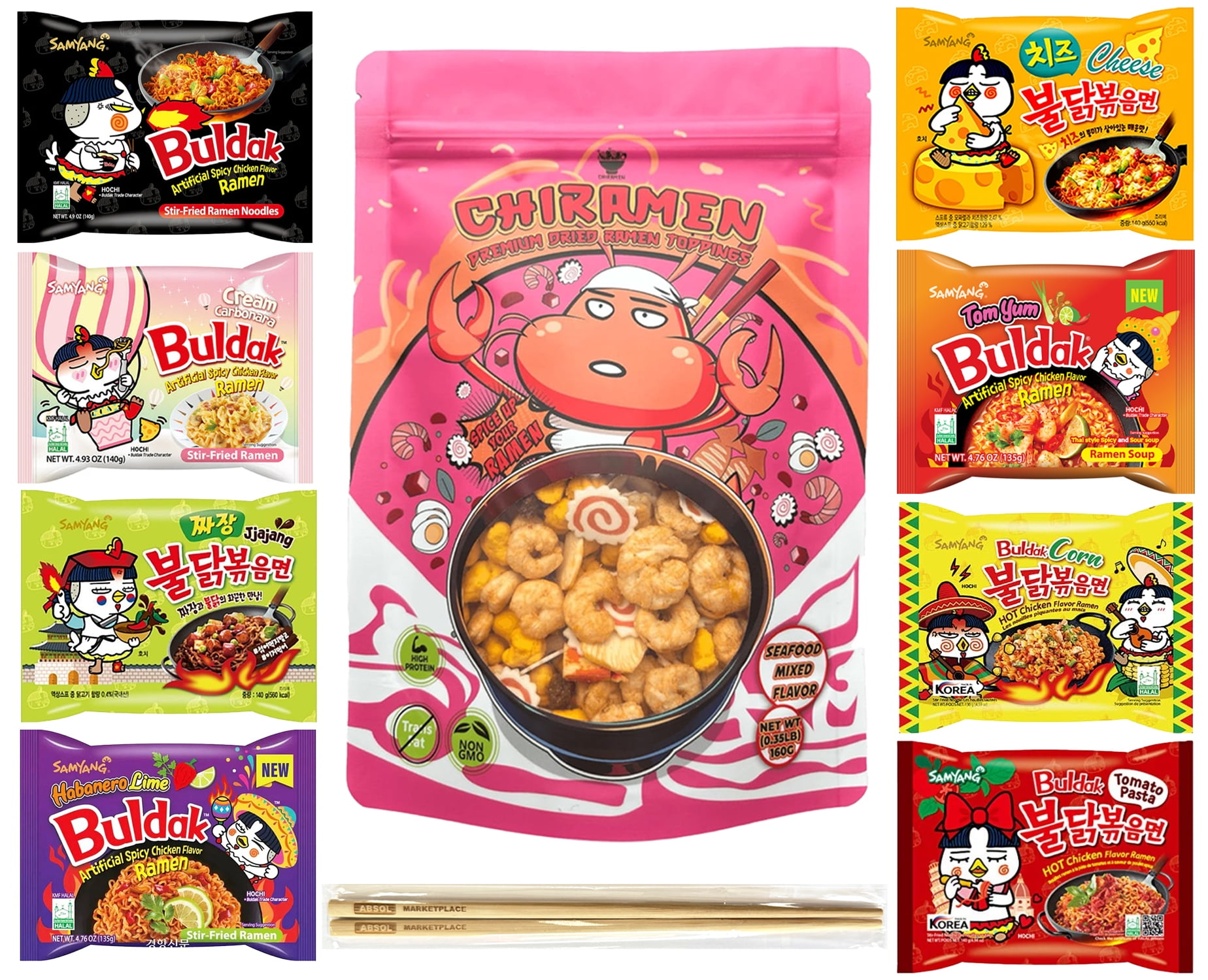 Samyang Buldak Ramen Variety 8 Packs - Original, Cream Carbo, Tom Yum ...