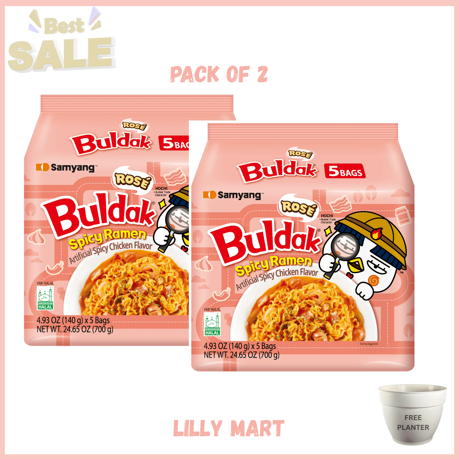Samyang Buldak Rose Ramen 5-pack ,pack of 2 - Walmart.com