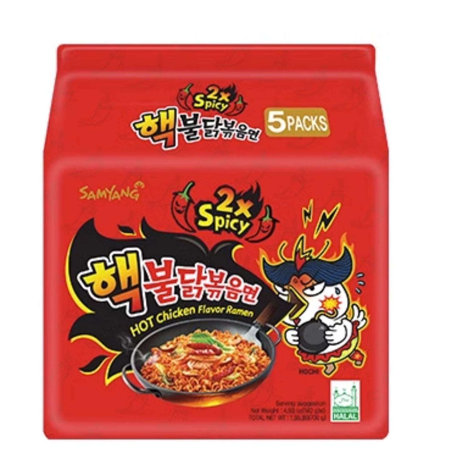 Samyang Buldak Spicy Ramen, Hot Chicken Ramen, GHH1Korean Stir-Fried Instant Noodle, 2X Spicy, 1 ...