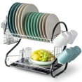 SamyoHome 2-Tier Kitchen Dish Cup Drying Rack Bowl Rack Kitchen Sink ...
