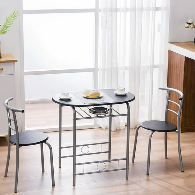 SamyoHome 3 Pieces Dining Table Set, Wooden Round Table with 2 Chair ... SamyoHome 3 Pieces Dining Table Set, Wooden Round Table with 2 Chair ...