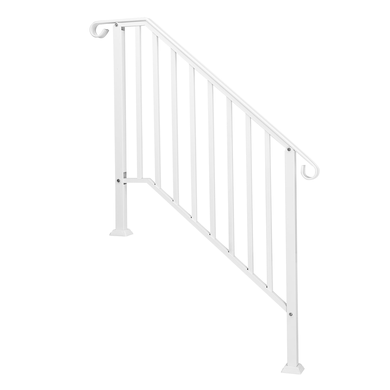 SamyoHome 3 or 4 Steps Matte White Stair Rail Wrought Iron Handrail ...