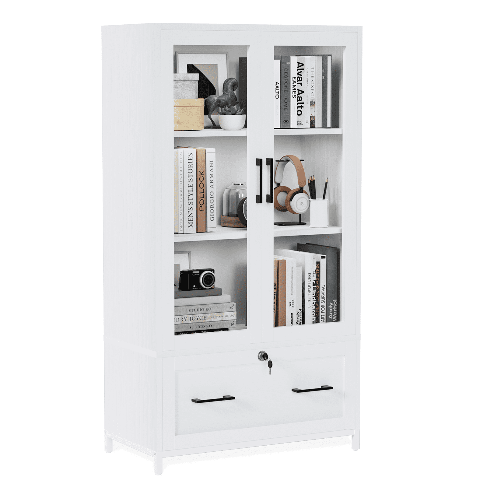 SamyoHome 4 Tier File Cabinet Bookcase with Lockable Letter+Legal Size ...