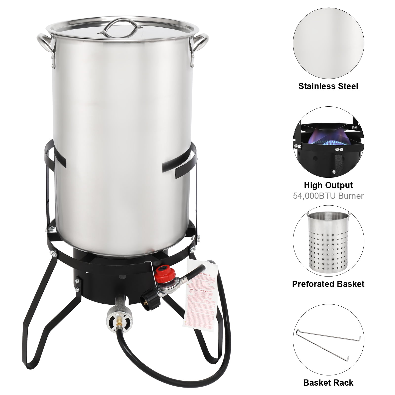 SamyoHome 50qt Outdoor Use Stainless Steel Turkey Fryer Kit, Propane ...