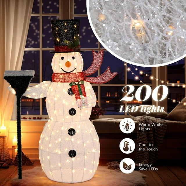SamyoHome 5ft Lighted Snowman, Outdoor Xmas Yard Decor w/ 200 LED ...