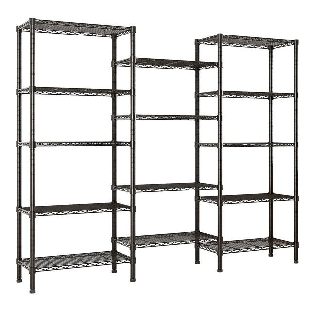 SamyoHome 63"W Storage Rack, Hevy Duty Garage Wire Shelving Black ...