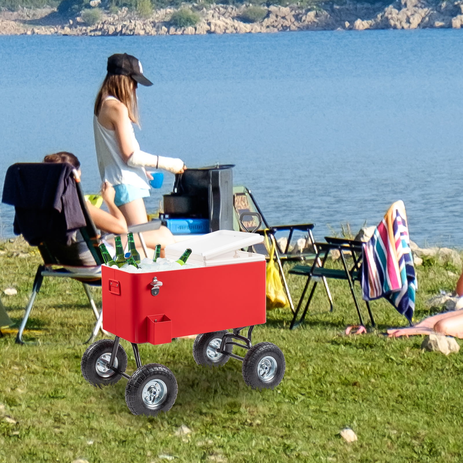 SamyoHome 80 Quart Patio Cooler Cart - Keep Your Drinks Cool in Style ...