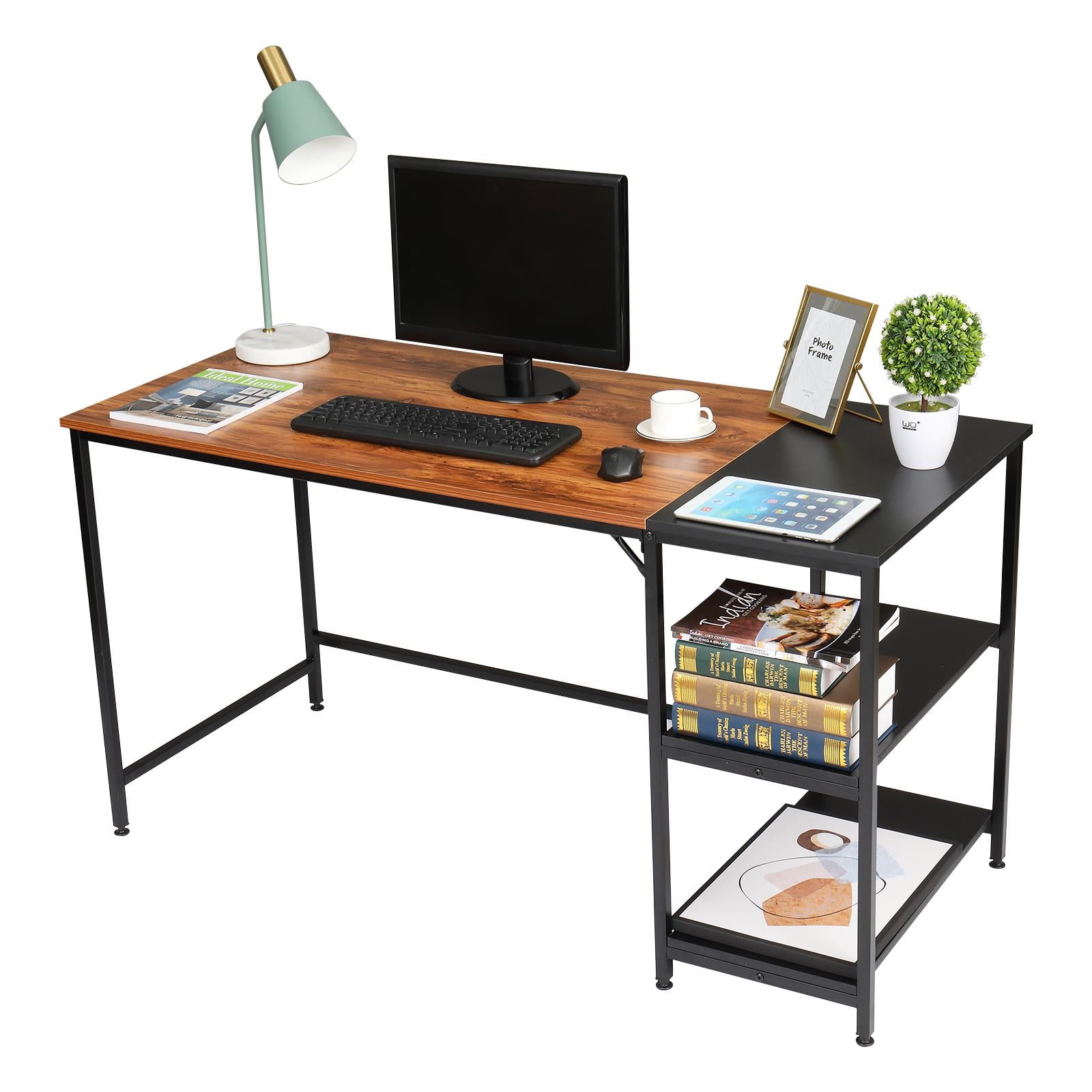 SamyoHome Computer Desk with Shelves, 55" Home Office Desk with Storage ...