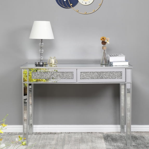 Free Shipping! SamyoHome Laptop Table, Study Desk with 2 Broken Glass ...