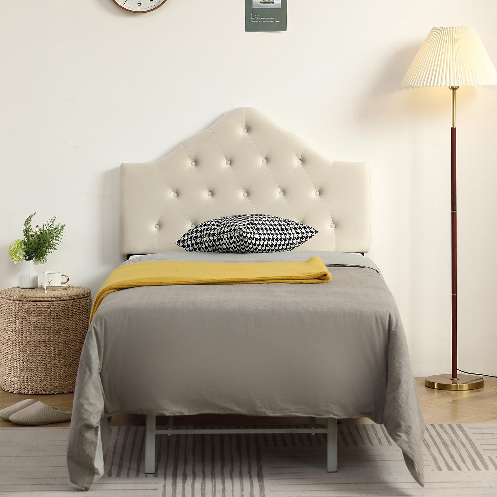 SamyoHome Queen Upholstered Headboard, Tufted Curved Soft Cover ...