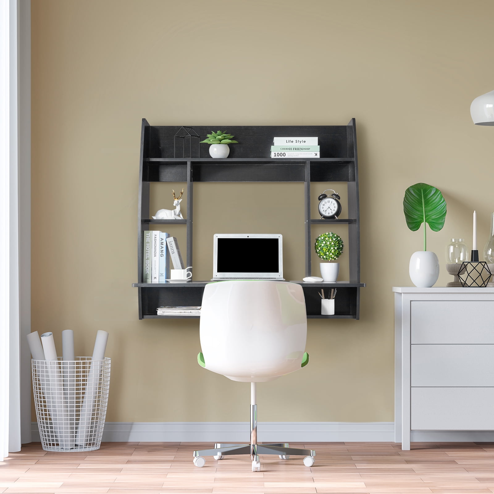 SamyoHome Wall Mount Computer Desk Floating Storage Shelves with ...