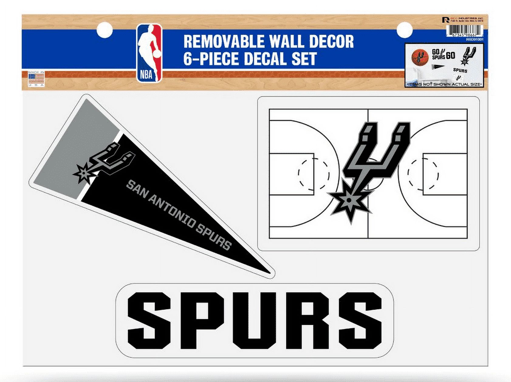 San Antonio Basketball Spurs (Set of 6) Individual Easy Peel Die-Cut ...