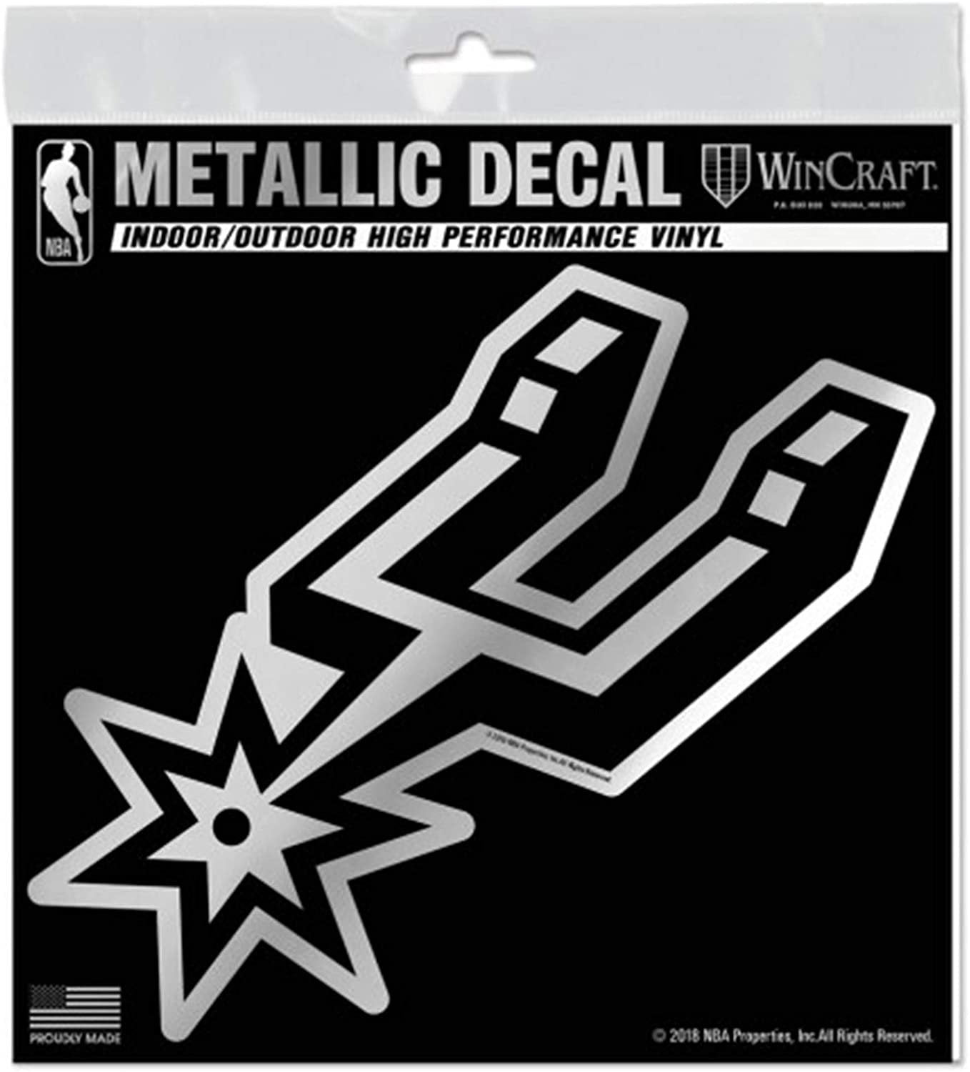 San Antonio Spurs 6 Inch Decal Sticker, Metallic Chrome Shimmer Design ...