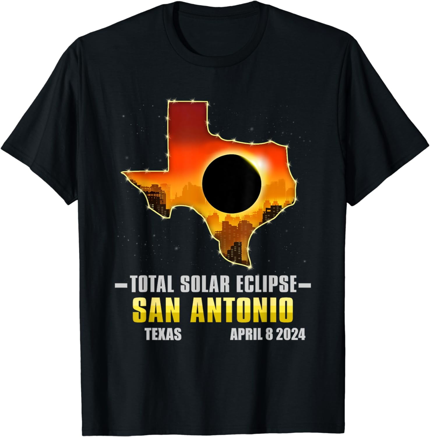 San Antonio Texas 2024 Total Solar Eclipse T-Shirt - Walmart.com