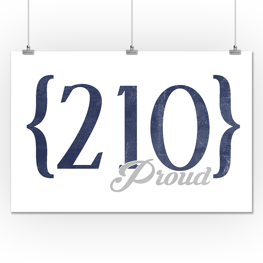 San Antonio, Texas - 210 Area Code (Blue) - Lantern Press Artwork ...