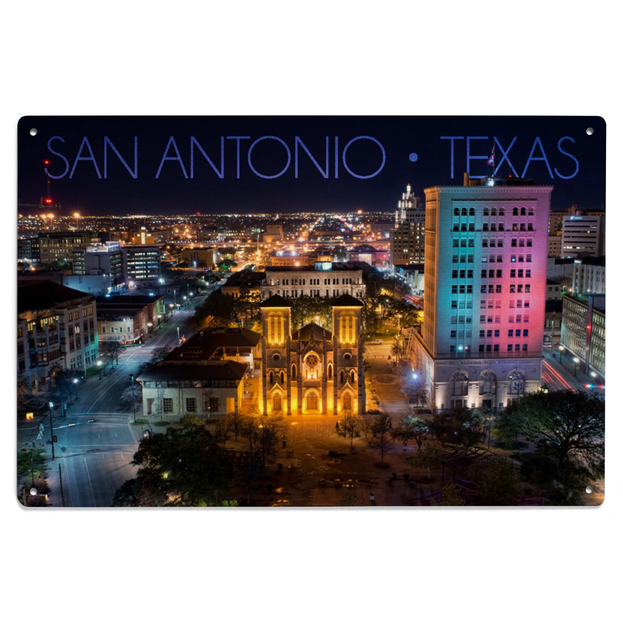 San Antonio, Texas, San Fernando Cathedral at Night Birch Wood Wall ...