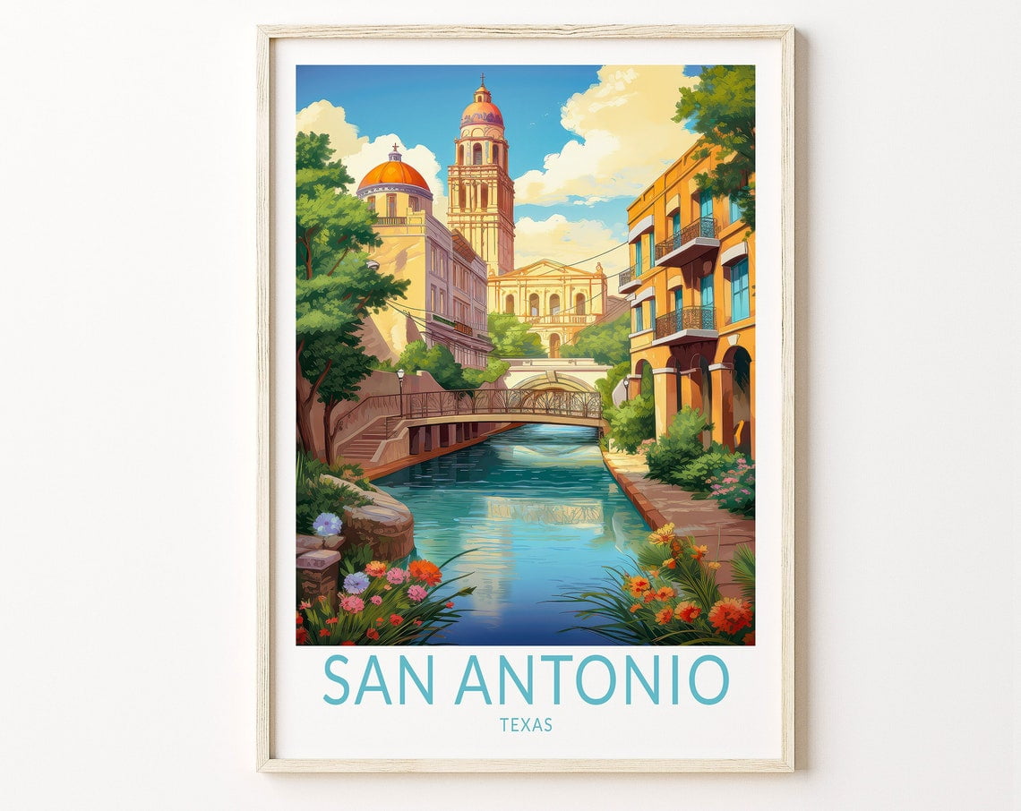 San Antonio Texas Travel Print Wall Art, San Antonio Texas Travel ...