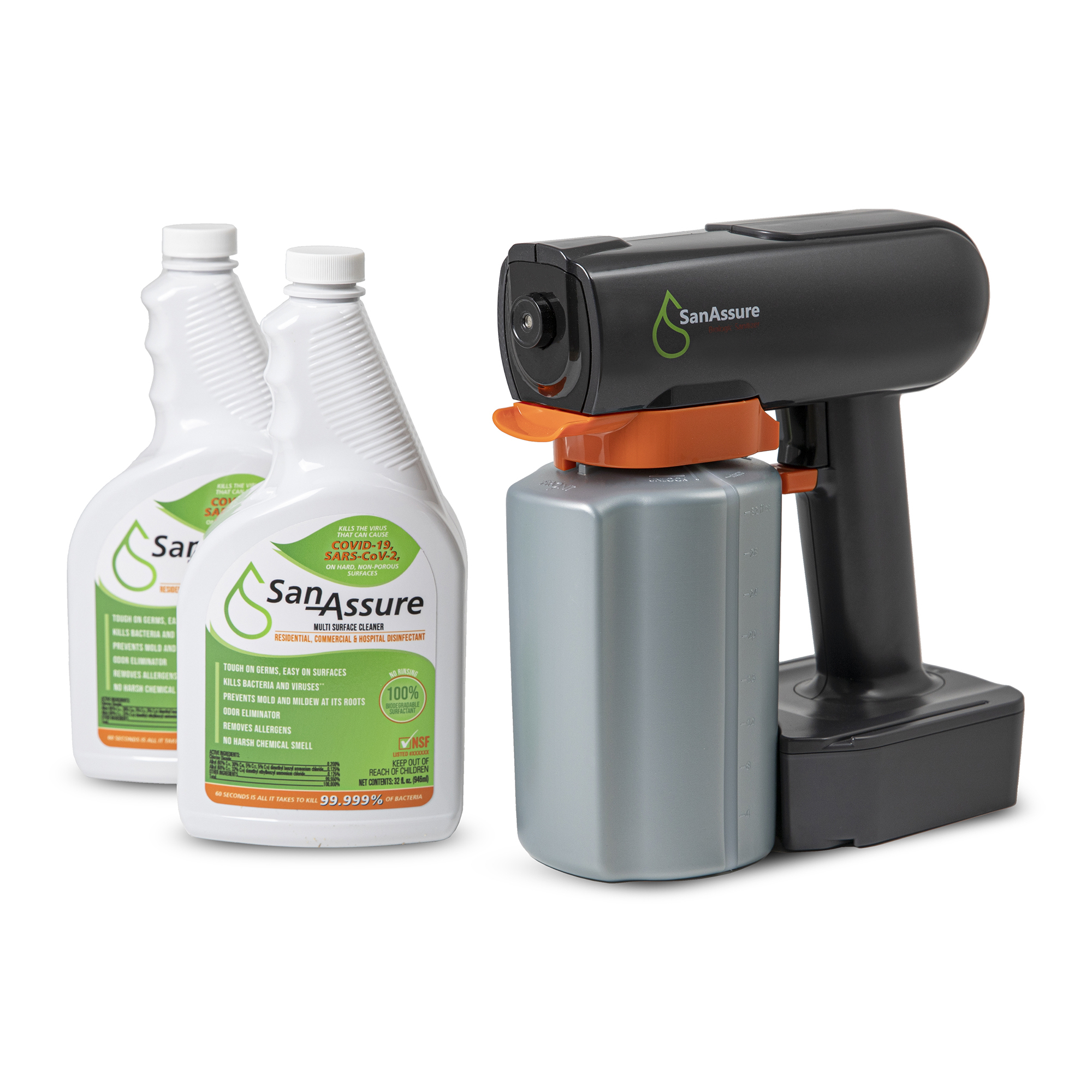 San-Assure Electrostatic Sprayer Handheld Sprayer with Disinfectant ...