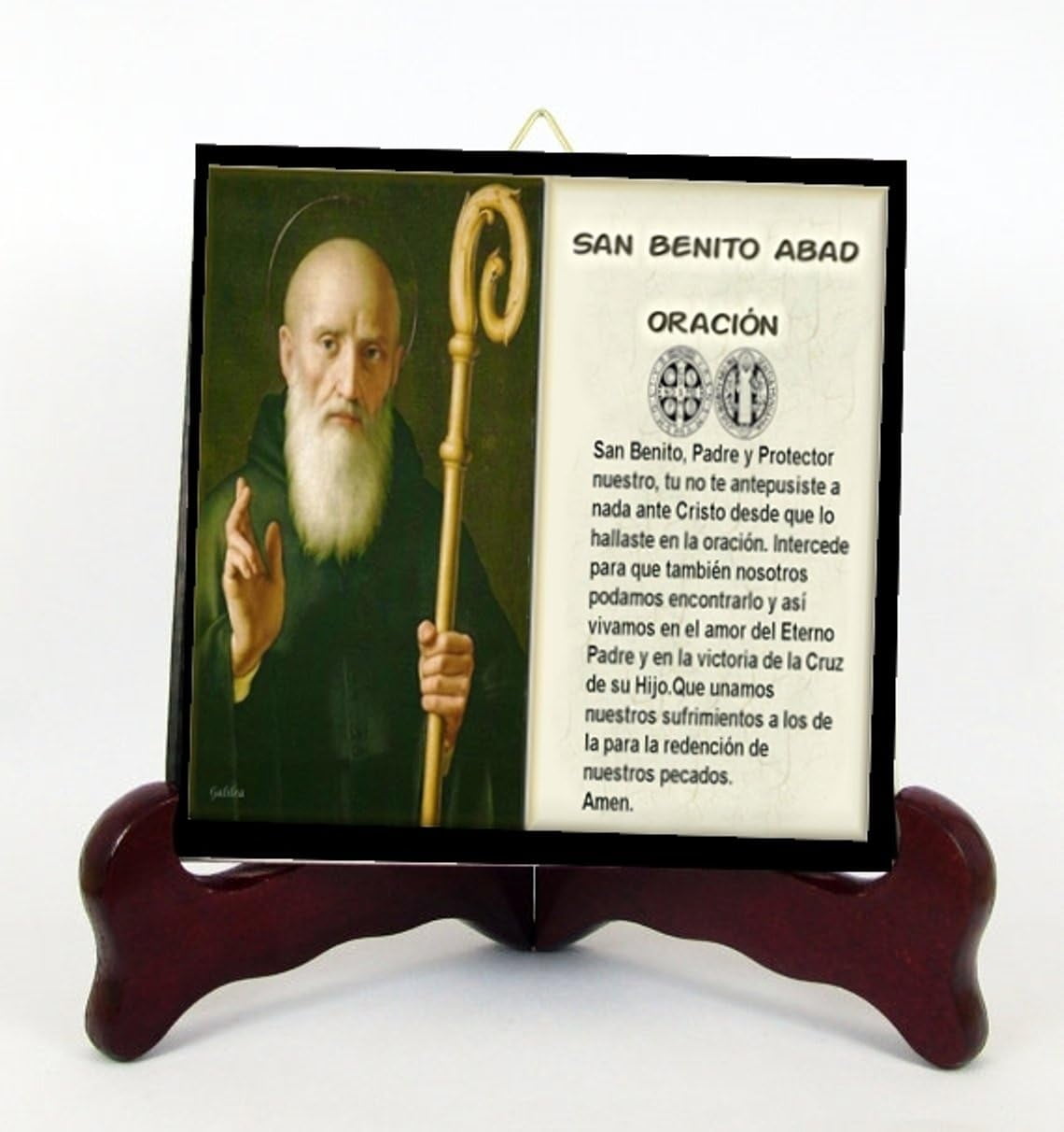 San Benito Abad o San Benito de Nursia Losa o Placa de Porcelana o ...
