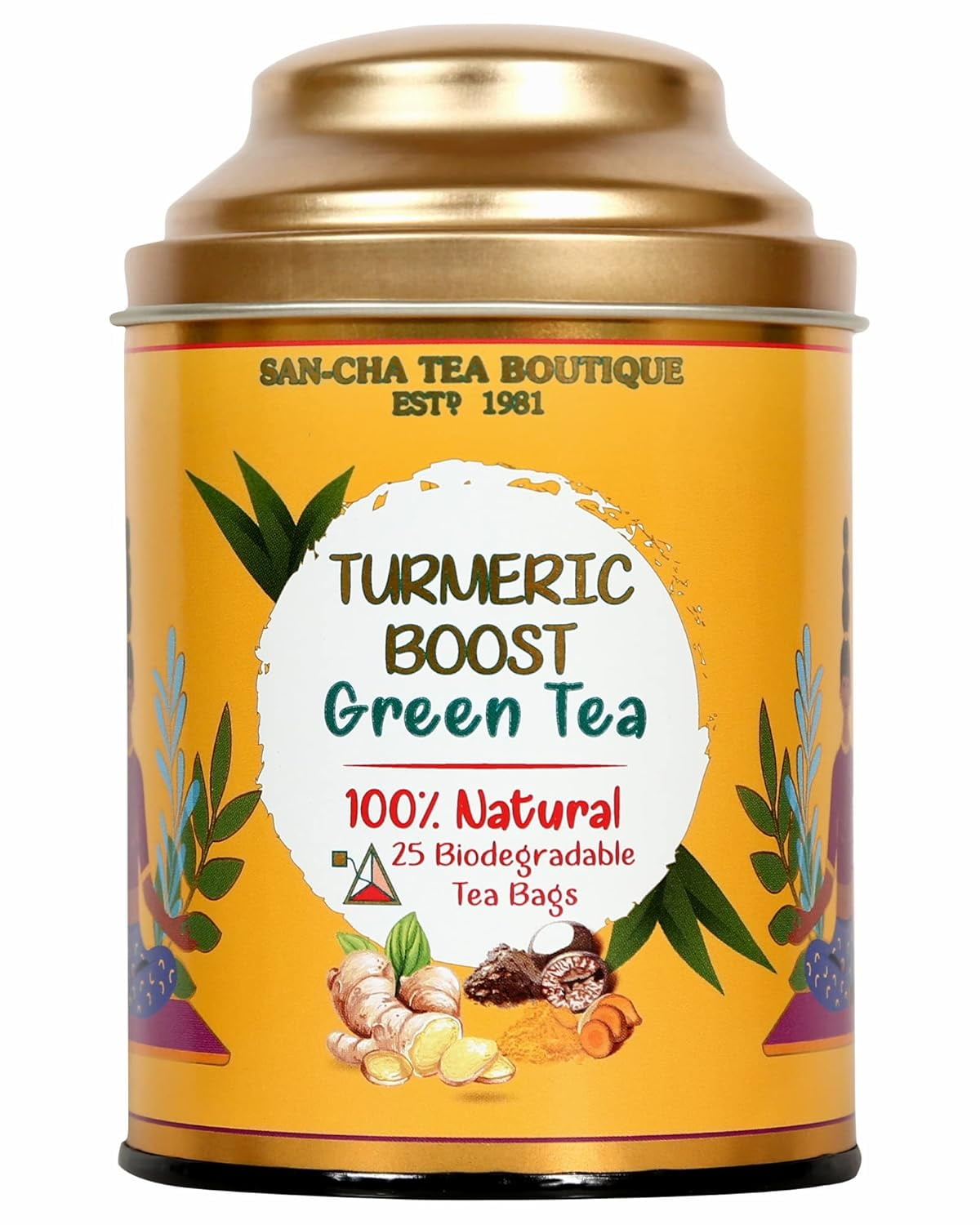 San-Cha Turmeric Boost Green Tea - 25 Biodegradable Tea Bags | Blended ...