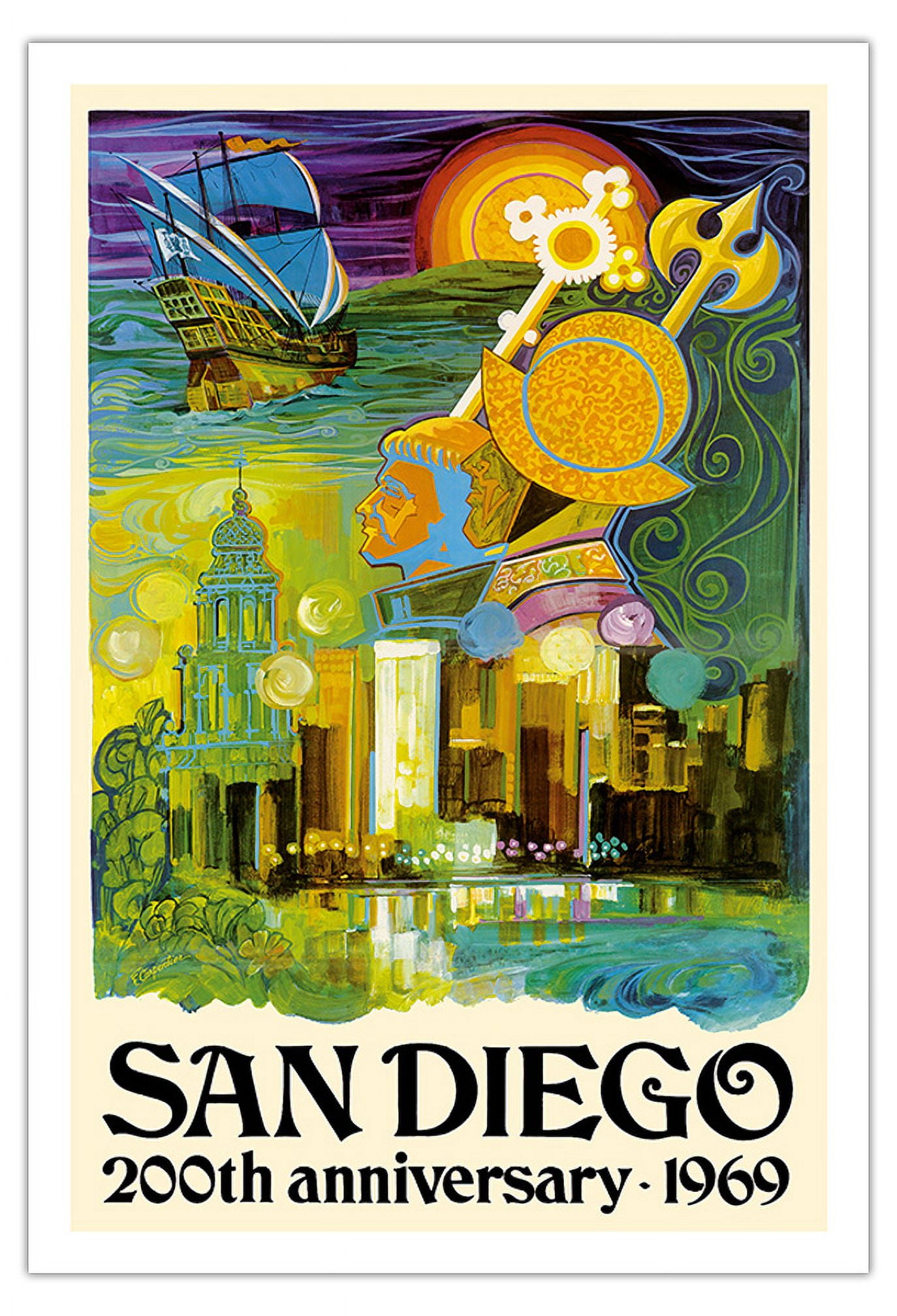San Diego California - 200th Anniversary 1969 - Vintage Travel Poster ...