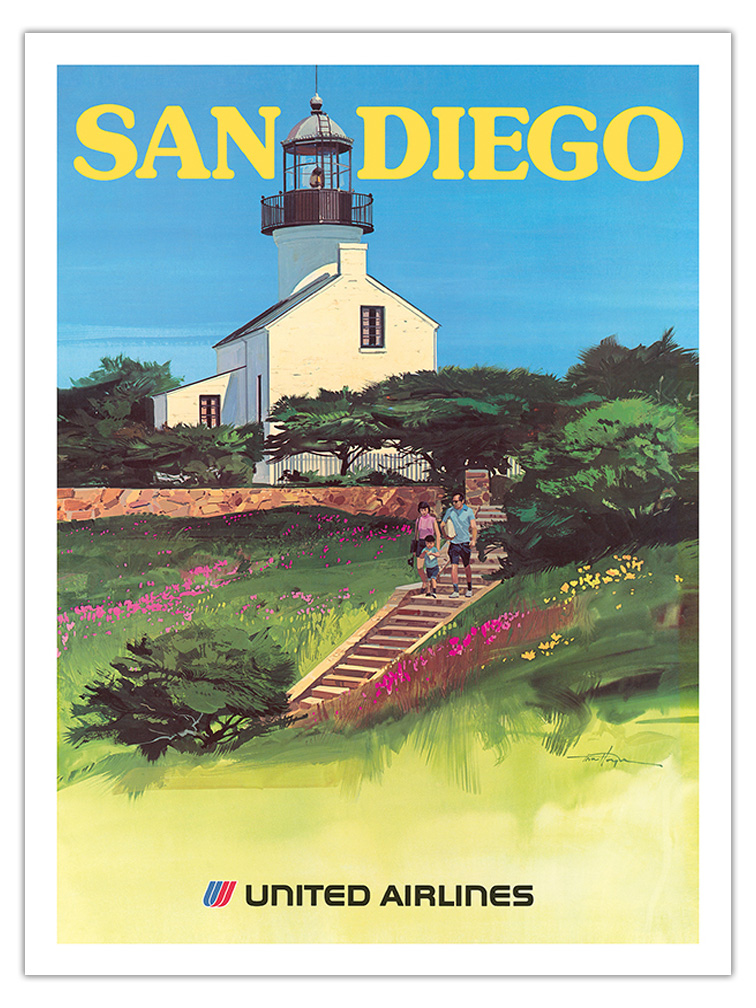 San Diego California - Old Point Loma Lighthouse - Vintage Airline ...
