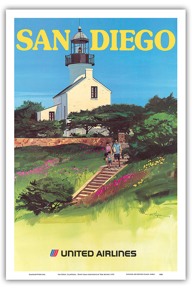 San Diego California - Old Point Loma Lighthouse - Vintage Airline ...