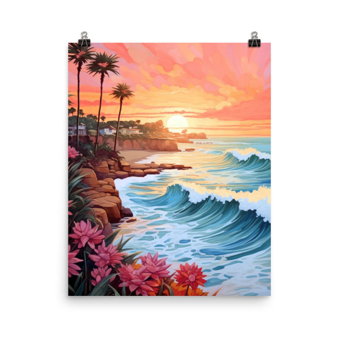 San Diego Coastal Print, California Ocean View Wall Art, Mission Beach ...