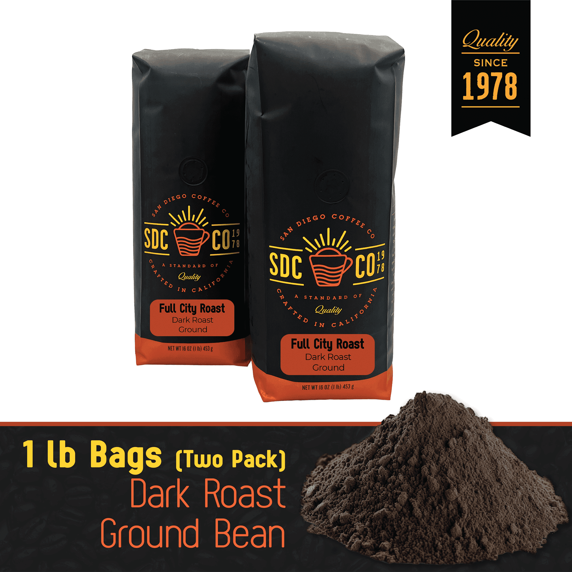 San Diego Coffee Full City Roast, Dark Roast, Ground Coffee, 16-Ounce ...