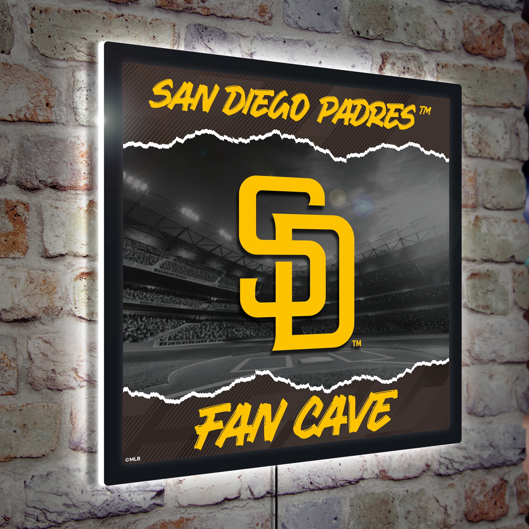 San Diego Padres 23" LED Fan Cave Square-Shaped Lighted Wall Sign ...