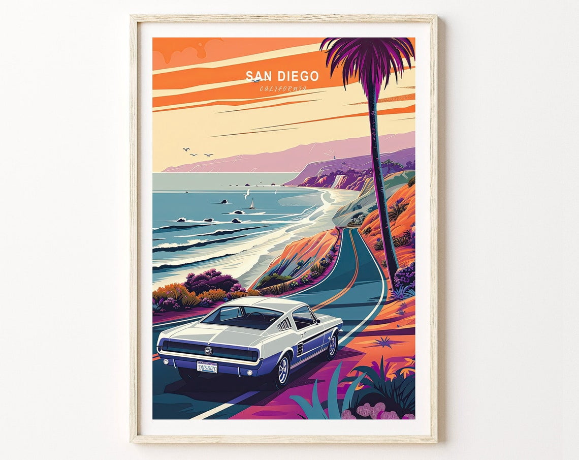 San Diego Print, California Wall Art, San Diego Sunset Poster ...