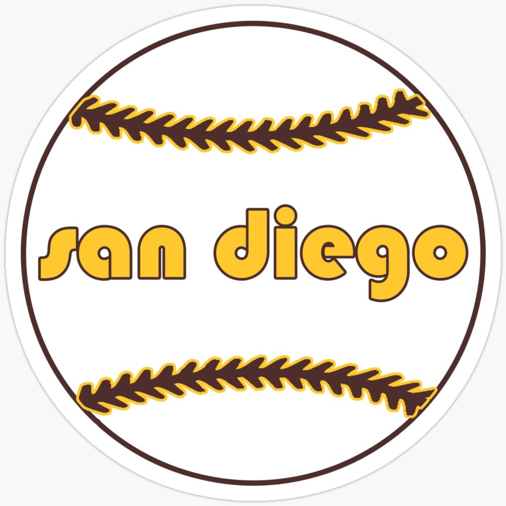 San Diego Retro Throwback Baseball Sticker Phone Decal Water Bottle ...