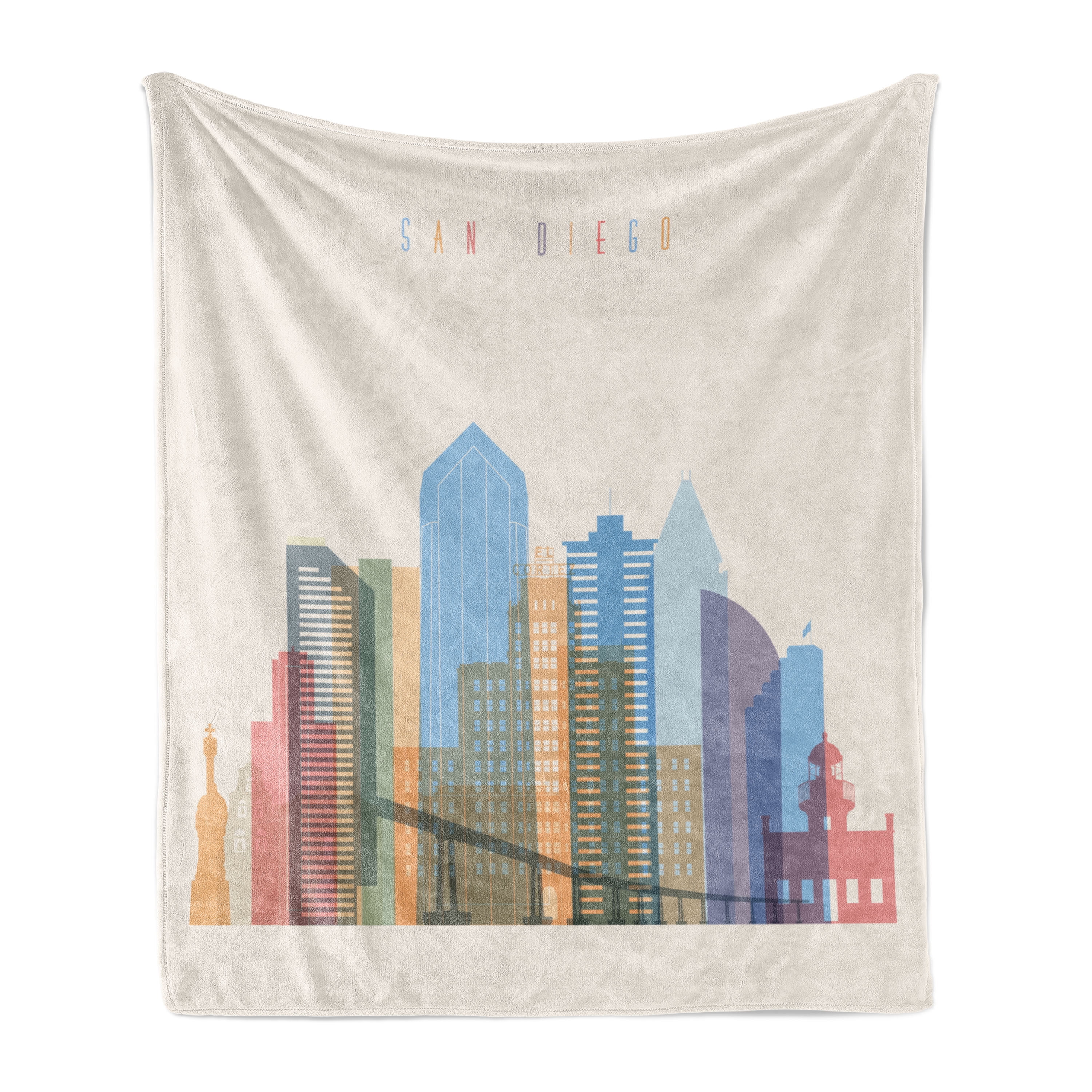 San Diego Soft Flannel Fleece Throw Blanket, Pastel Colored Silhouette ...